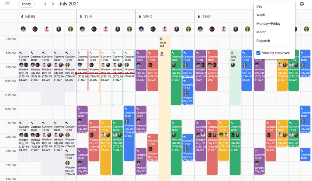 Calendar updates – Employee Schedule View - Housecall Pro