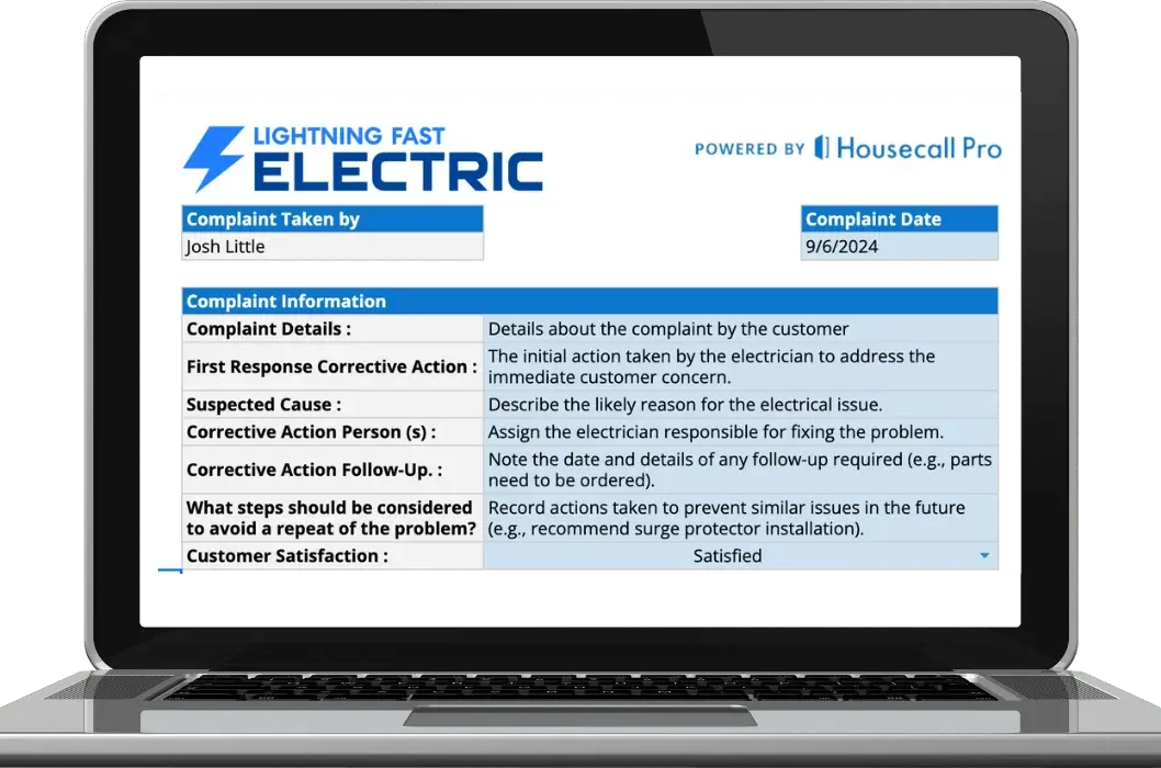 Electrician Complaints Procedure Template (Free Download) - Housecall Pro