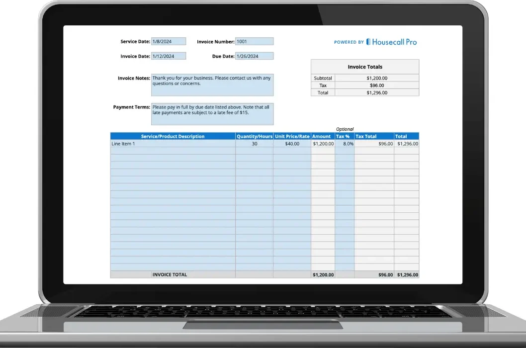 Electrician invoice template - Housecall Pro