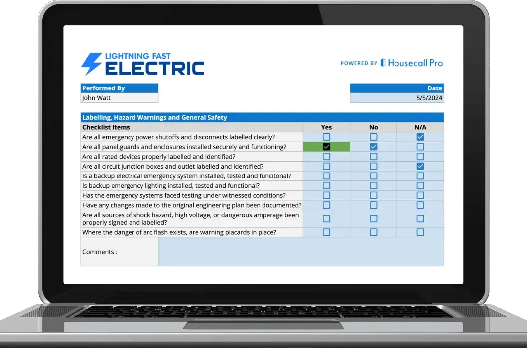 Electrical safety checklist template - Housecall Pro