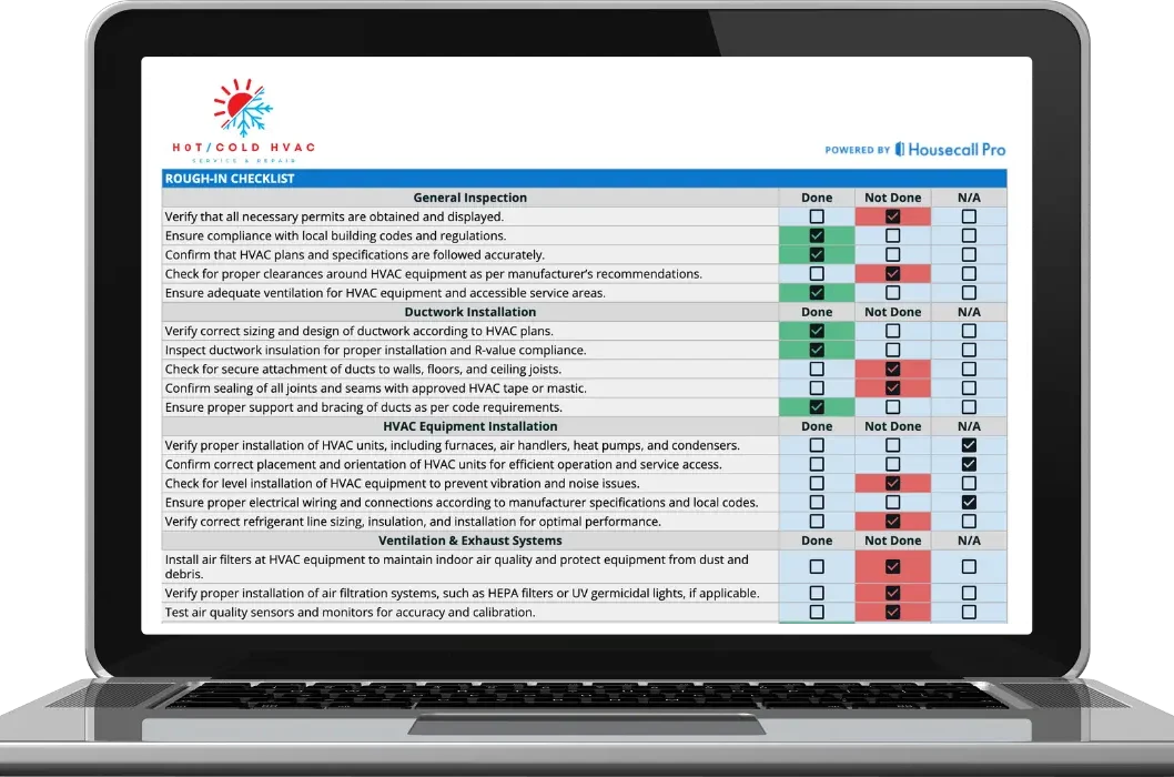 HVAC Rough-In Checklist Template - Housecall Pro
