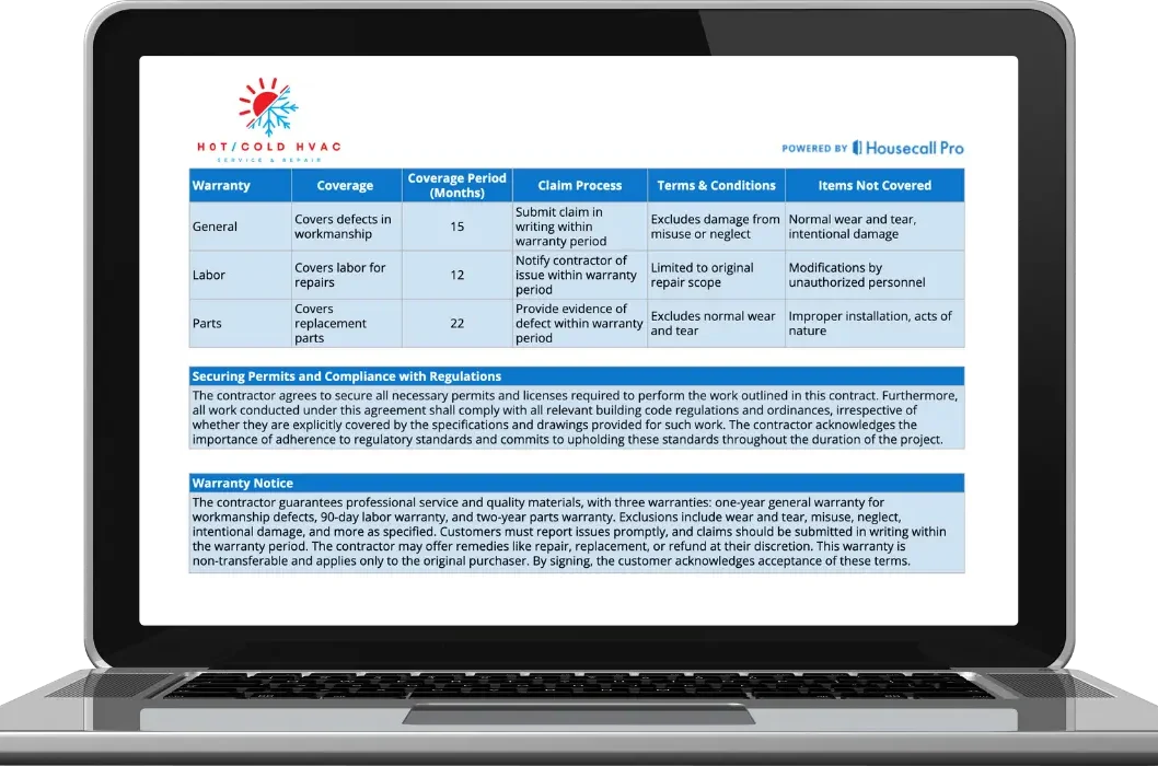 HVAC Warranty Certificate Template (Free Download) - Housecall Pro