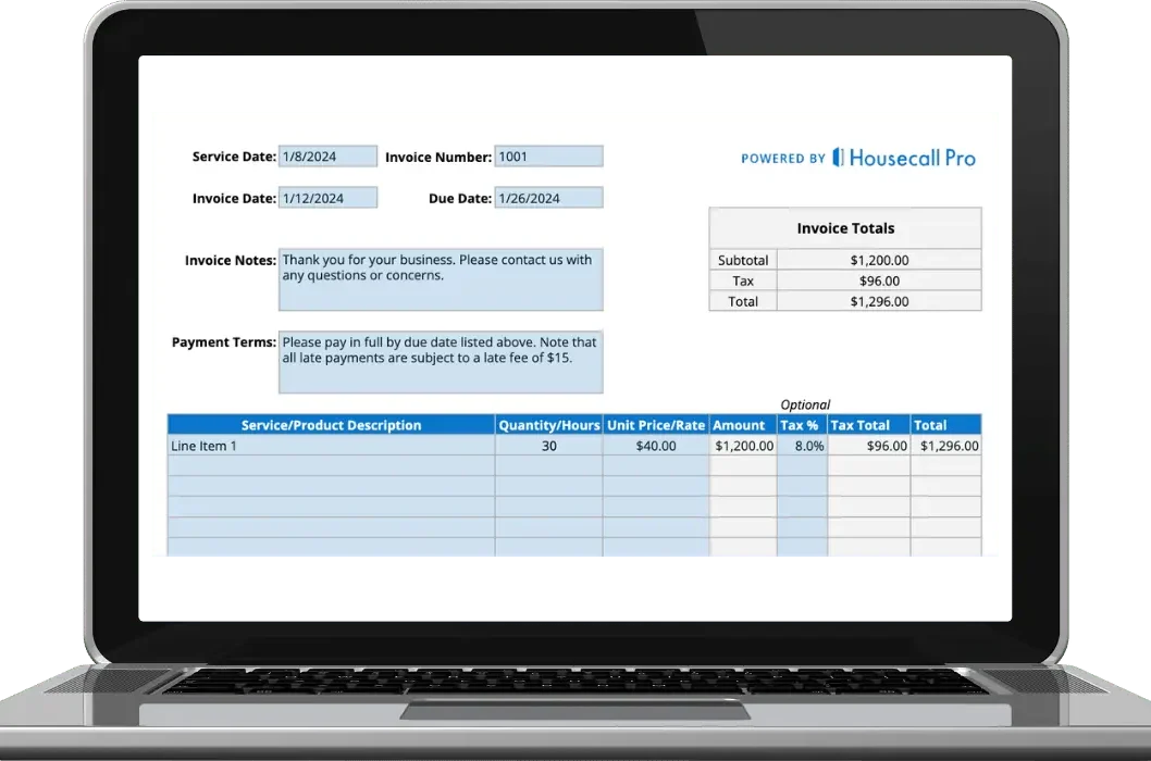 Plumbing invoice template (free download) - Housecall Pro