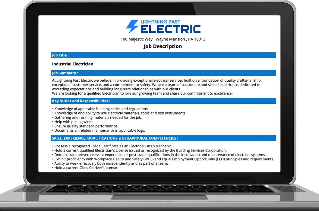 Electrician Job Description Template - Housecall Pro