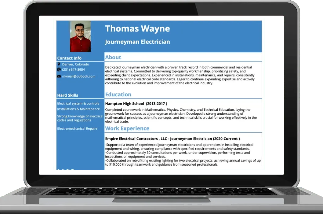 Journeyman Electrician Resume Template - Housecall Pro