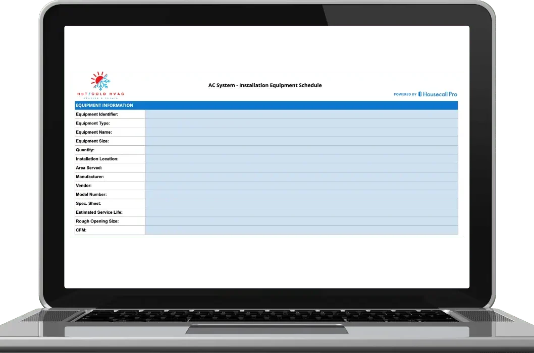 Free HVAC Equipment Schedule Template | Housecall Pro