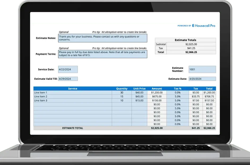 HVAC Estimate Template for Download - Housecall Pro