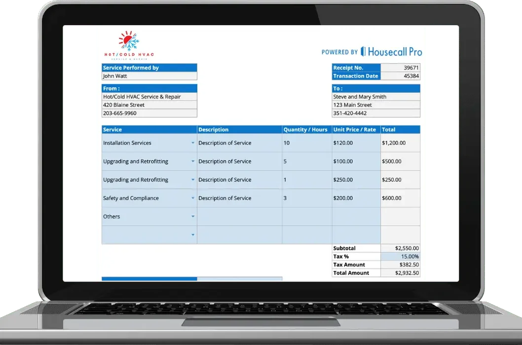 HVAC Receipt Template (Free Download) - Housecall Pro