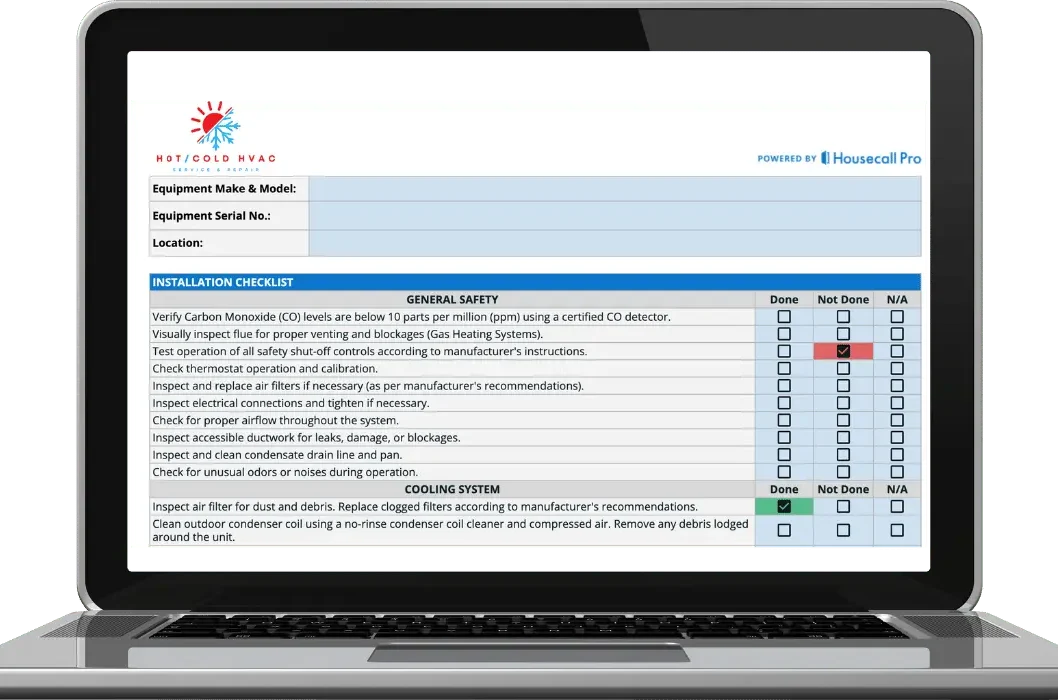 Routine HVAC maintenance checklist template - Housecall Pro