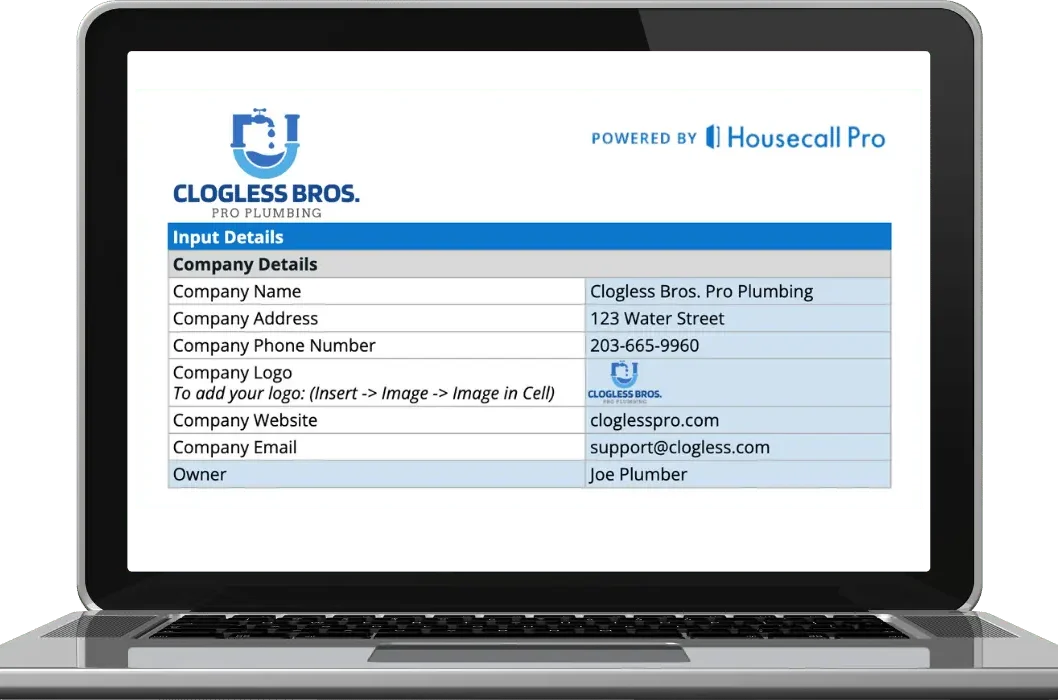 Plumbing job card template (free download) - Housecall Pro