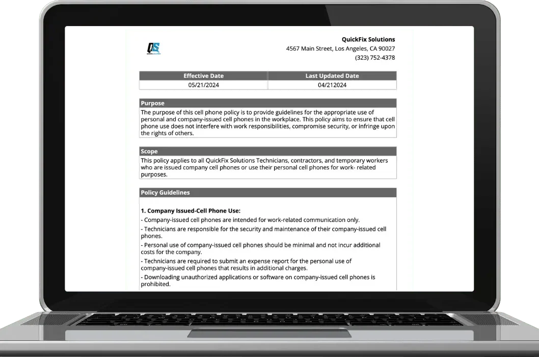 Small business cell phone policy template - Housecall Pro