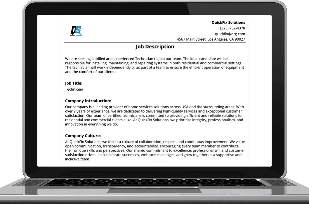 Job description template (free download) - Housecall Pro