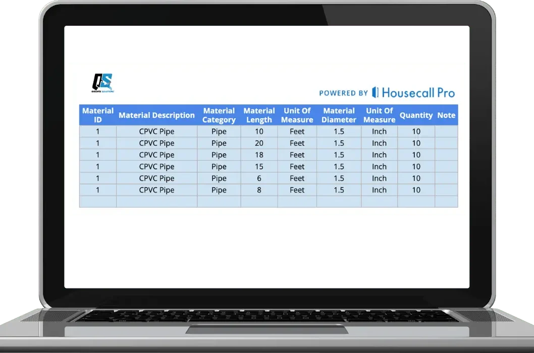 Material list template (free download) - Housecall Pro