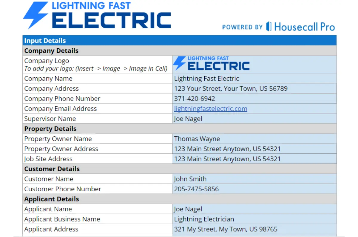 Electrician Permit Application Template - Housecall Pro
