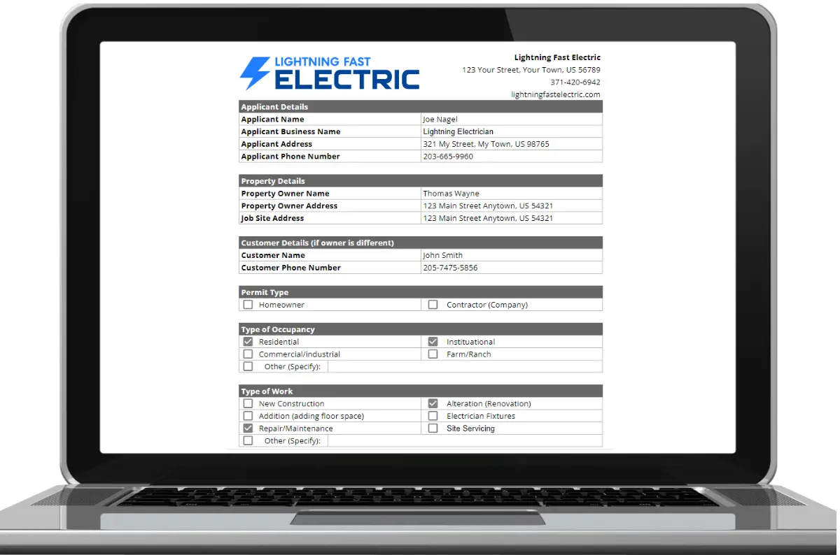 Electrician Permit Application Template - Housecall Pro