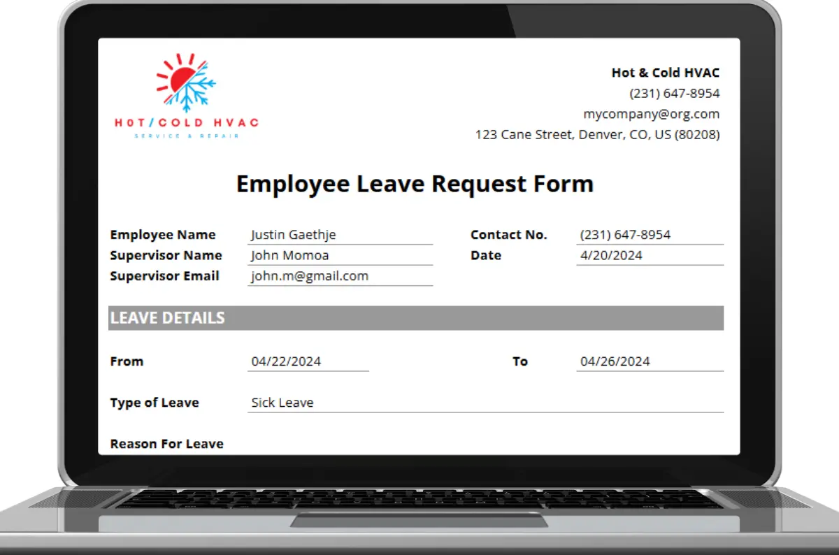 HVAC Leave Request Form Template - Housecall Pro