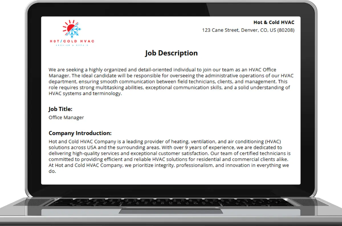HVAC Office Manager Job Description Template - Housecall Pro