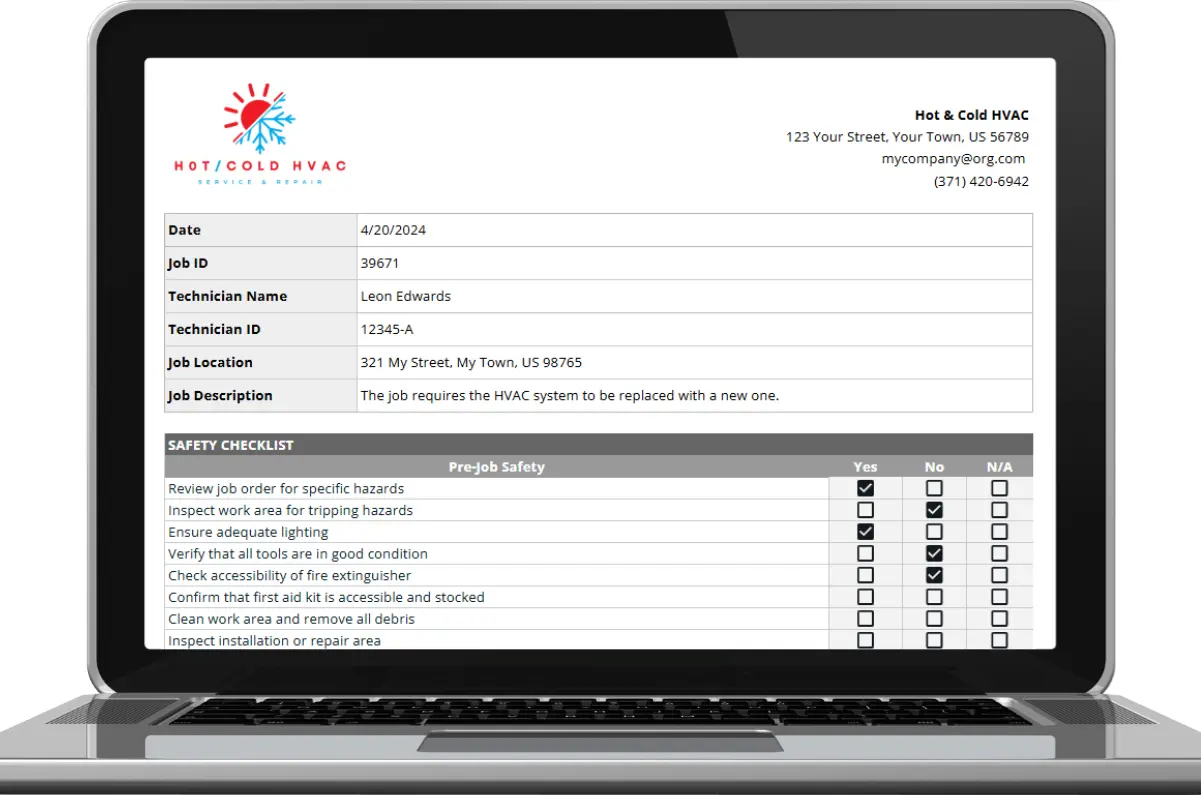 HVAC Safety Checklist Template - Housecall Pro