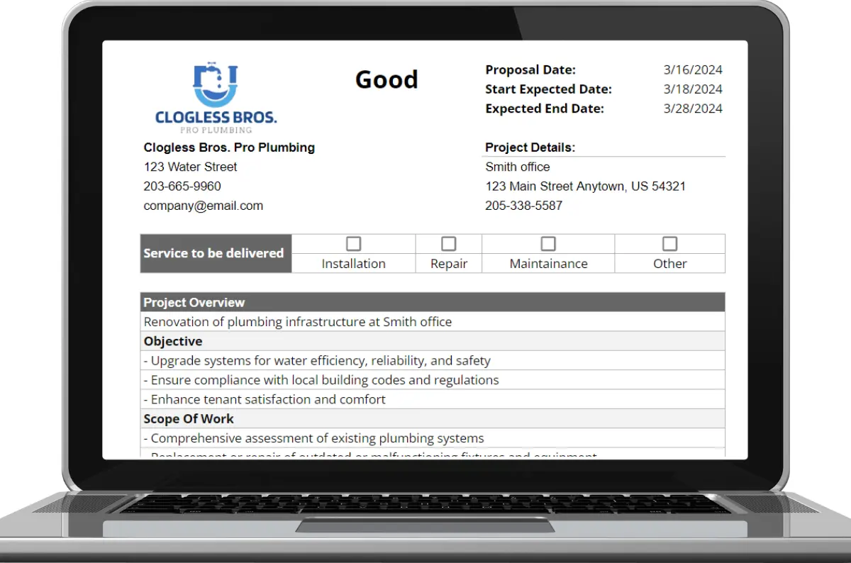 Plumbing Commercial Proposal Template - Housecall Pro
